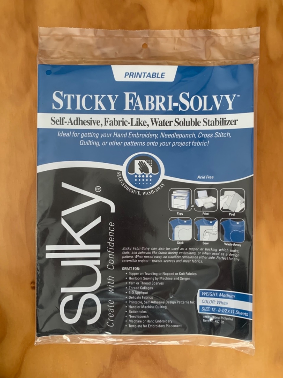 Sulky Sticky Fabri Solvy – Paquete con 11 hojas hidrosolubles tamaño ...